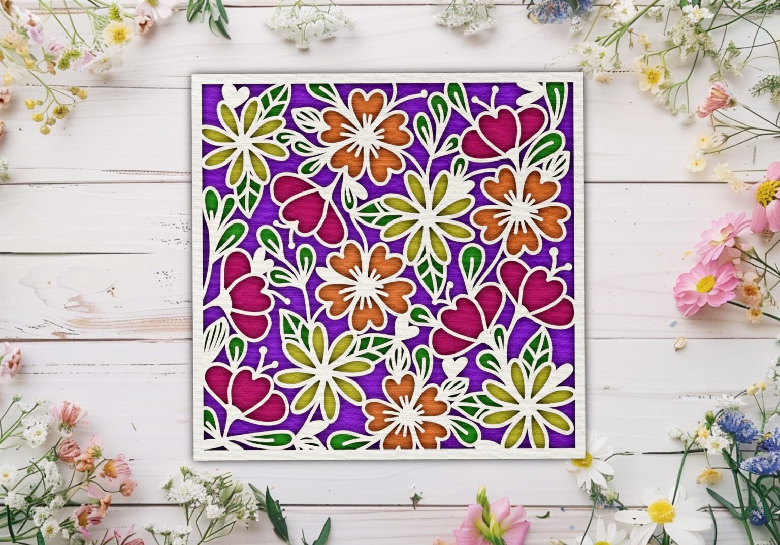 Layered Square Floral SVG - Like Love Do